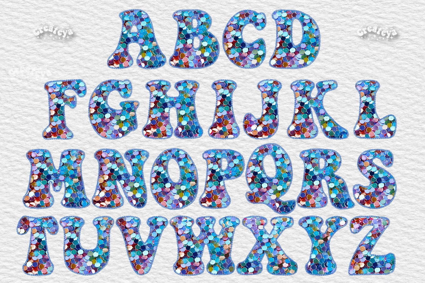 Baby Boy Alphabet Letters PNG Glitter Stitch Letters Printable Clipart ...