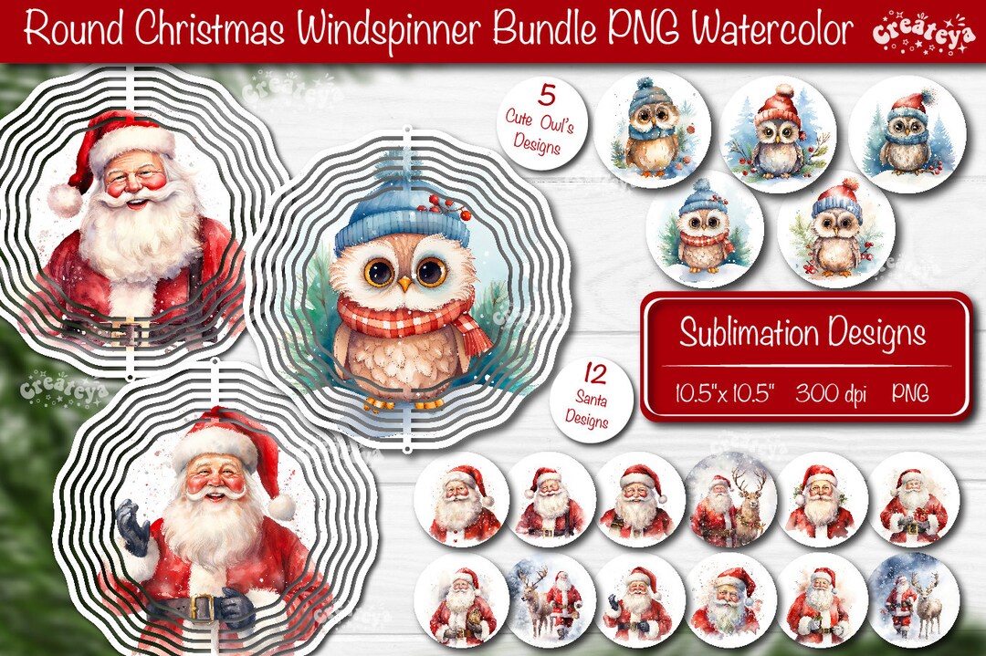 Christmas Wind Spinner PNG Bundle Vintage Santa Wind Spinner - Etsy