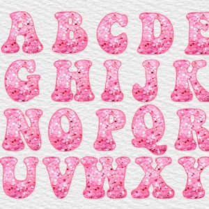 Pink Alphabet Letters PNG Baby Girl Glitter Stitch Alphabet Png Letters ...