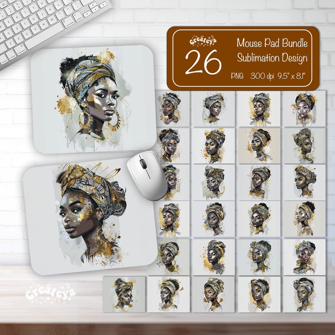 African American Queen Mouse Pad Sublimation Template Black Woman Afro ...