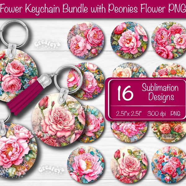 Pink Flower Keychain - Etsy
