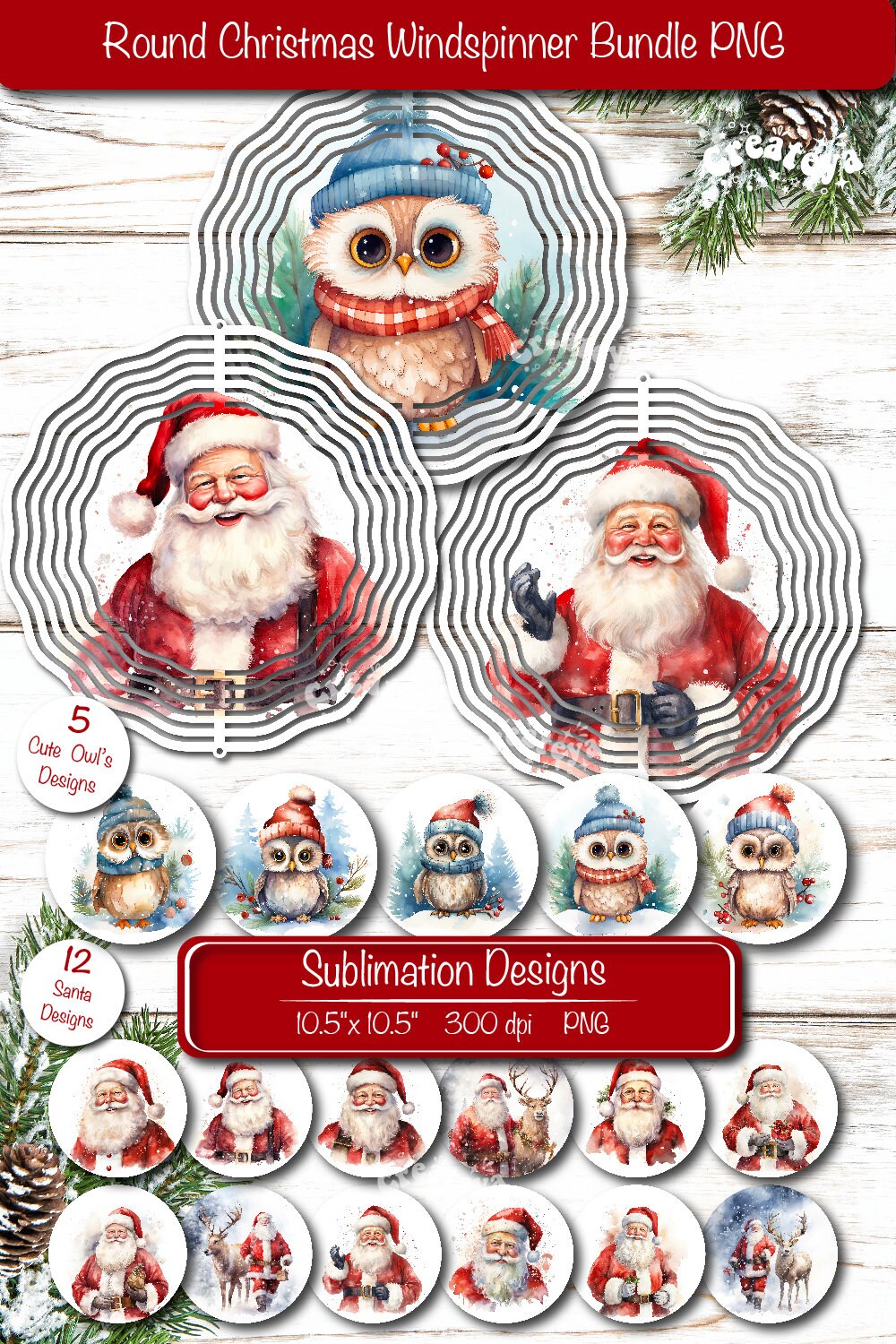 Christmas Wind Spinner PNG Bundle Vintage Santa Wind Spinner - Etsy