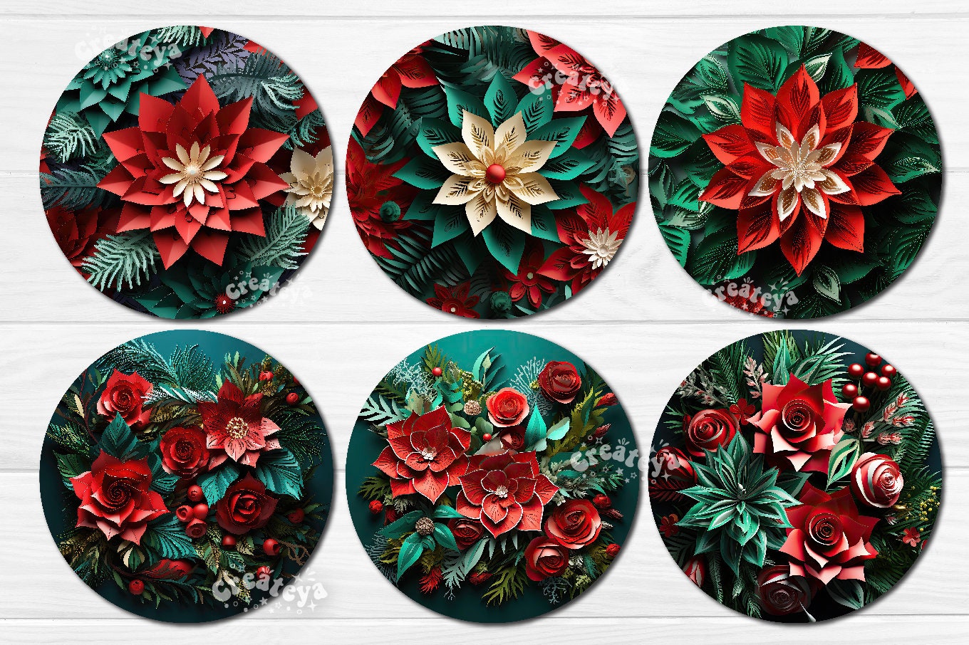3D Round Christmas Wind Spinner Bundle Christmas Flower - Etsy