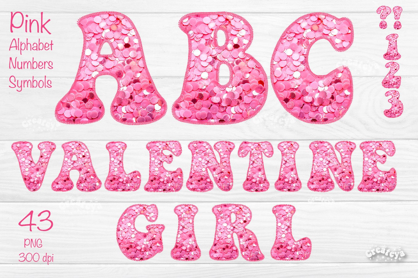 Pink Alphabet Letters PNG Baby Girl Glitter Stitch Alphabet Png Letters ...