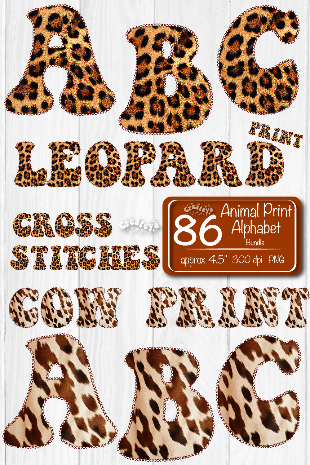 Animal Print Alphabet Letters PNG Leopard Letters Cow Numbers Cross ...