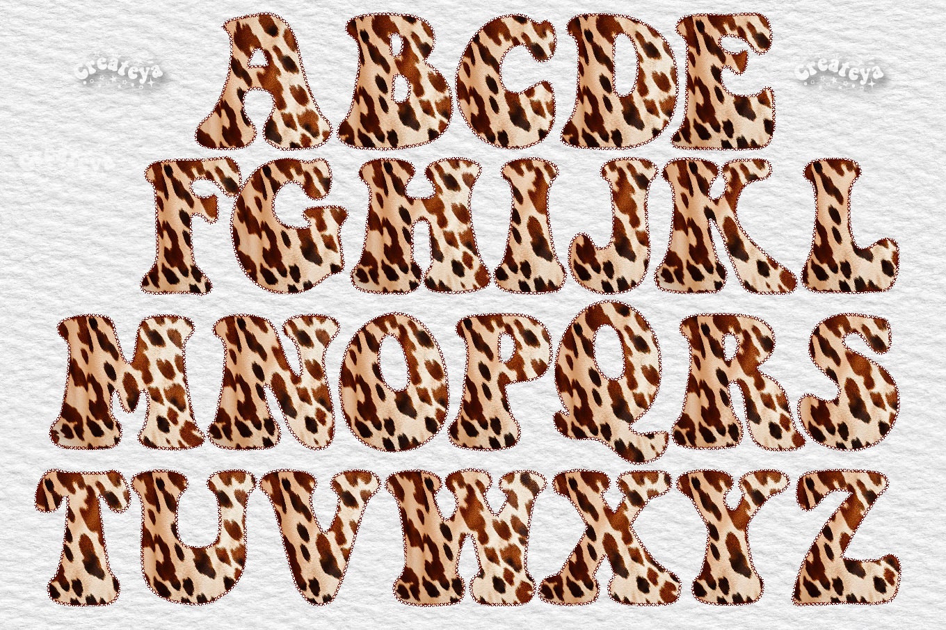Animal Print Alphabet Letters PNG Leopard Letters Cow Numbers Cross ...