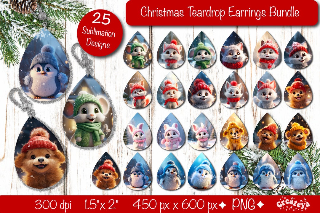 Christmas Teardrop Earring Png Sublimation Teardrop Earring Template ...