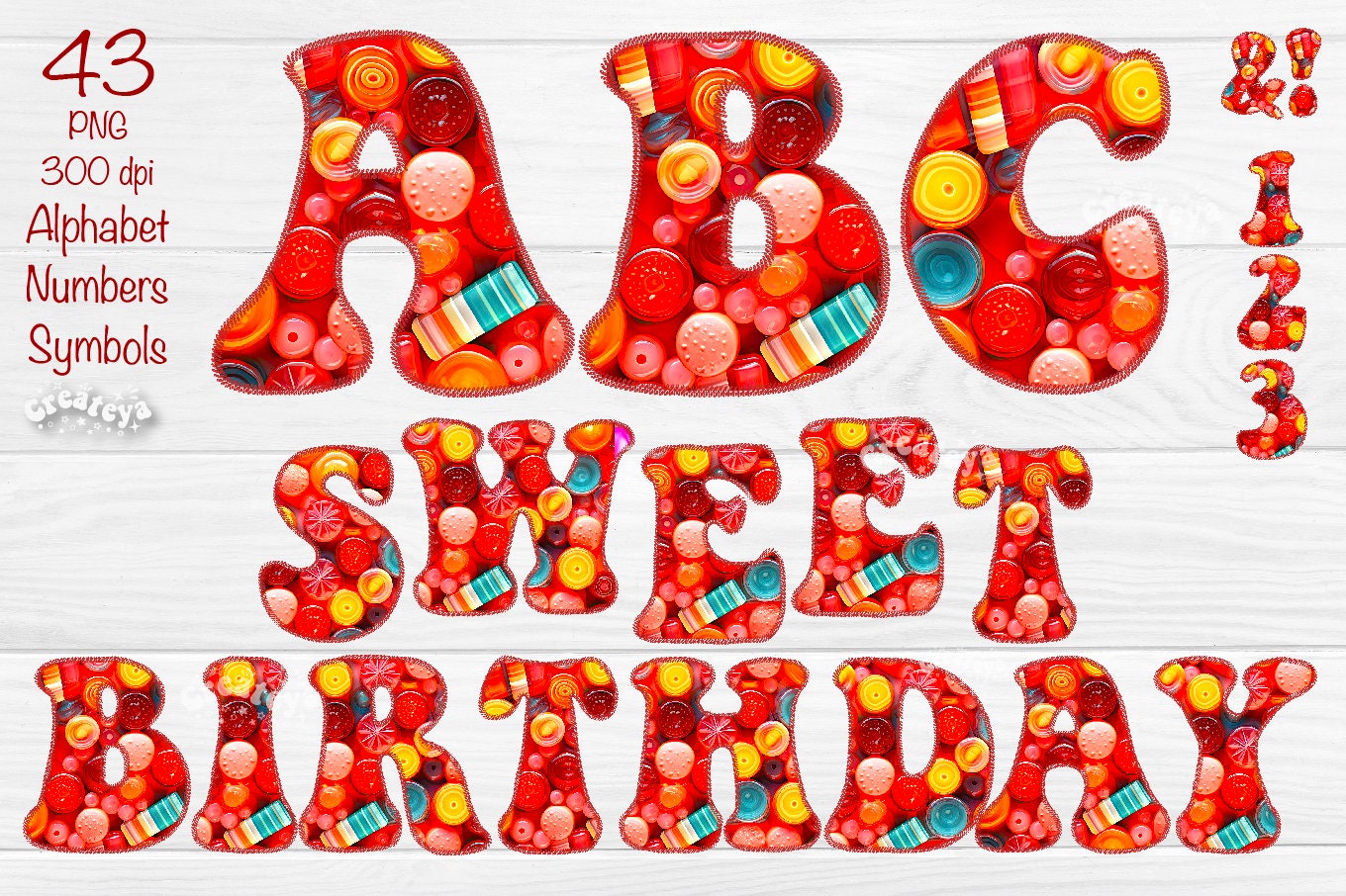 Birthday Party Alphabet Letters PNG Stitch Letters Printable - Etsy