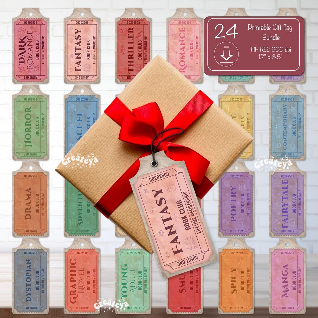 Vintage Library Ticket Gift Tags · Printable Bookish Labels · Retro ...