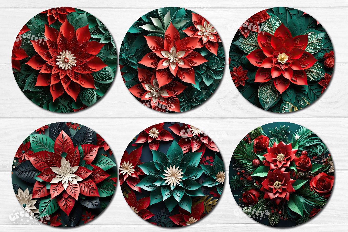 3D Round Christmas Wind Spinner Bundle Christmas Flower - Etsy
