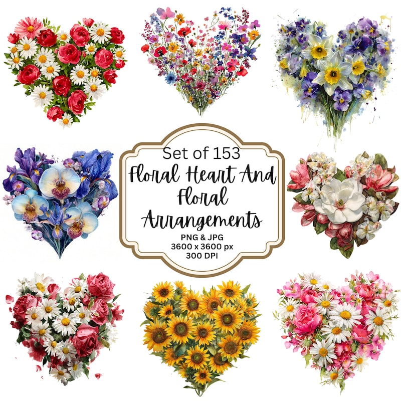 Flower Heart Watercolour - Etsy UK