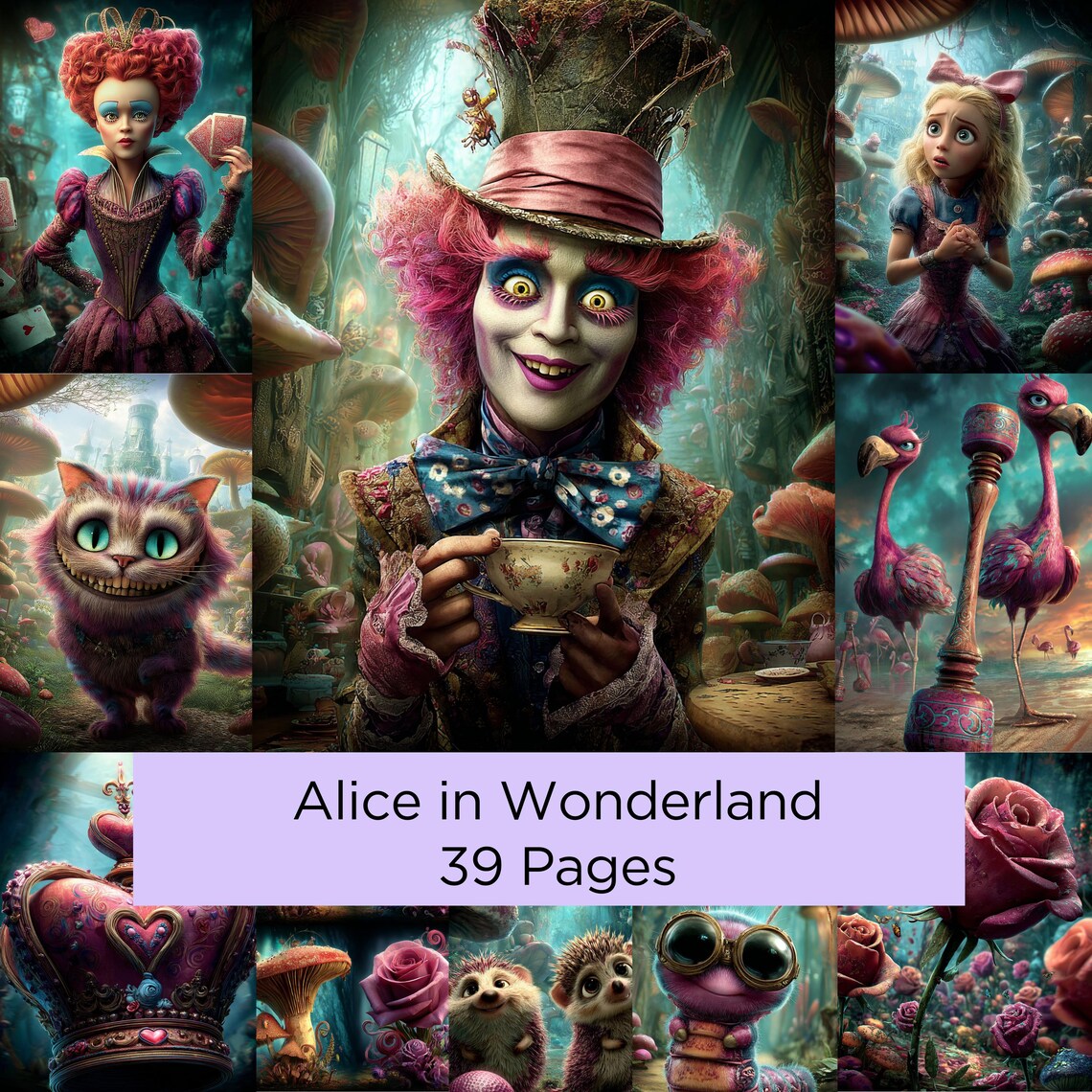 Alice in Wonderland Digital Paper Pack, Whimsical Fantasy (39 JPG) - Etsy