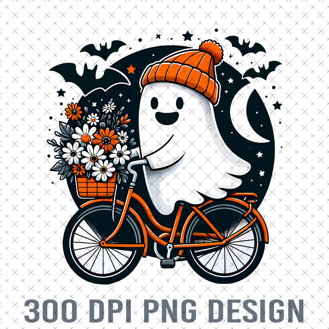 Cute Ghost Riding Bicycle Png, Halloween Bicycle Lover Png, Ghost Png ...