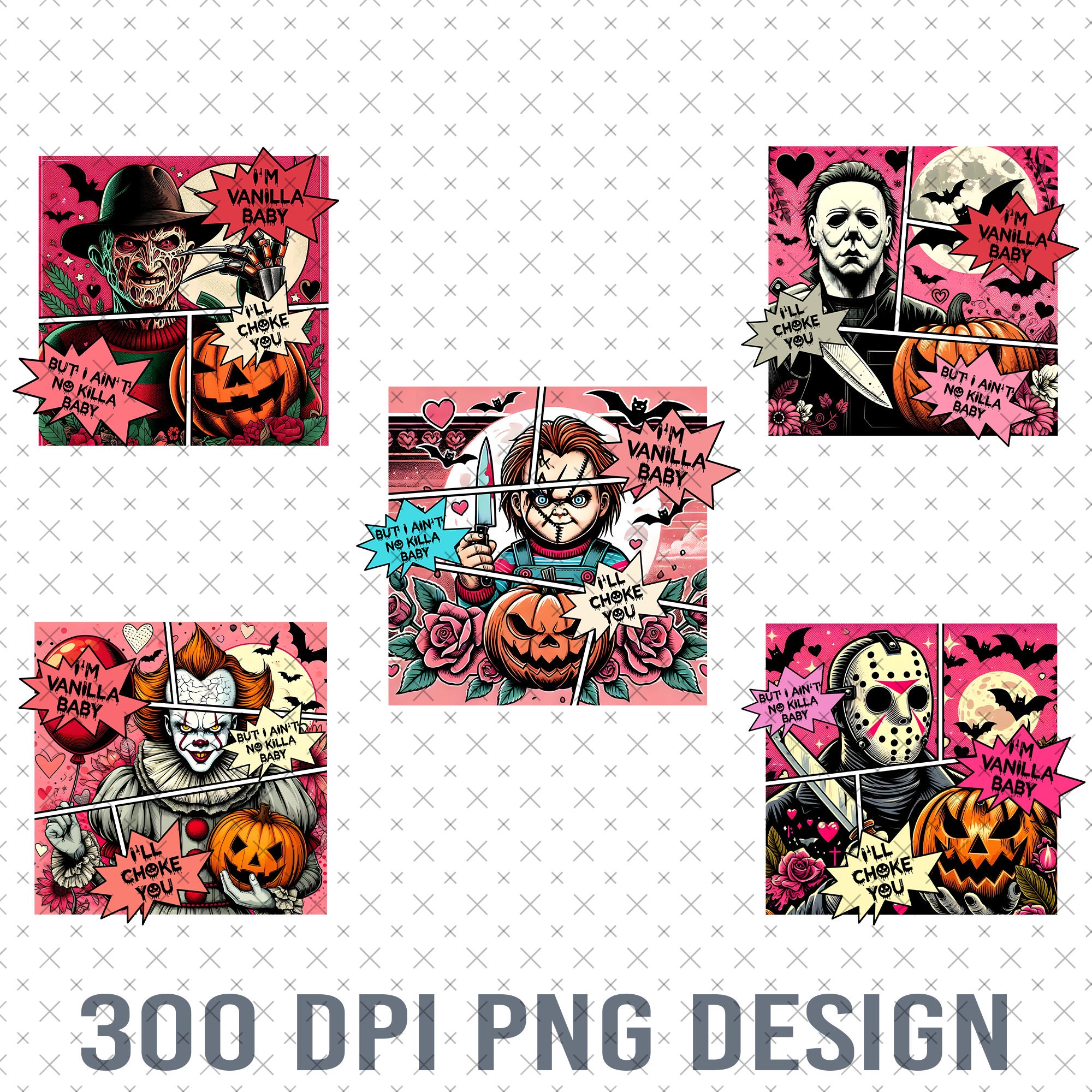 Bundle Horror Characters Halloween Png, Bundle I'll Choke You Halloween ...