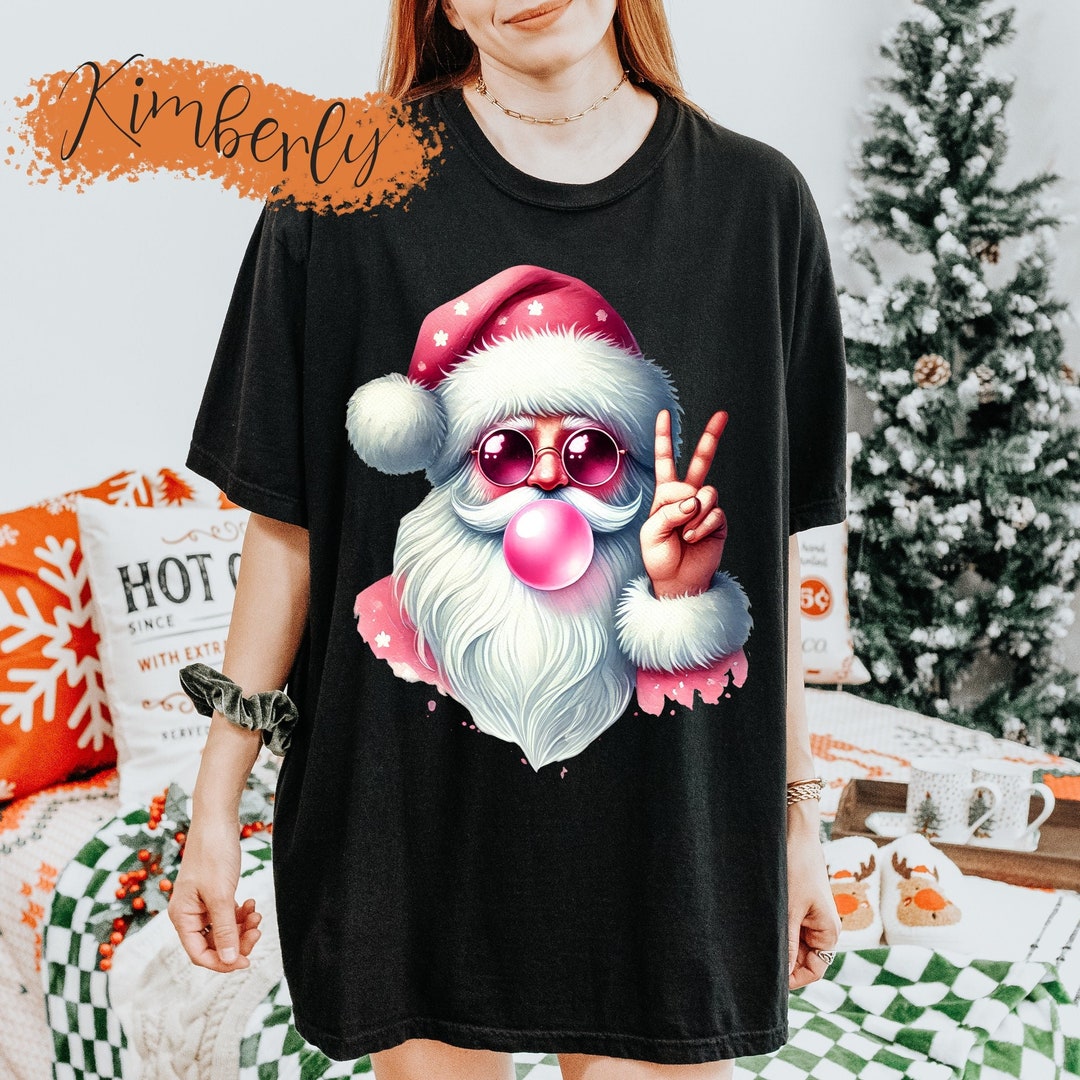 Pink Santa Shirt, Trend Santa Claus Christmas Shirt, Santa Sweatshirt ...