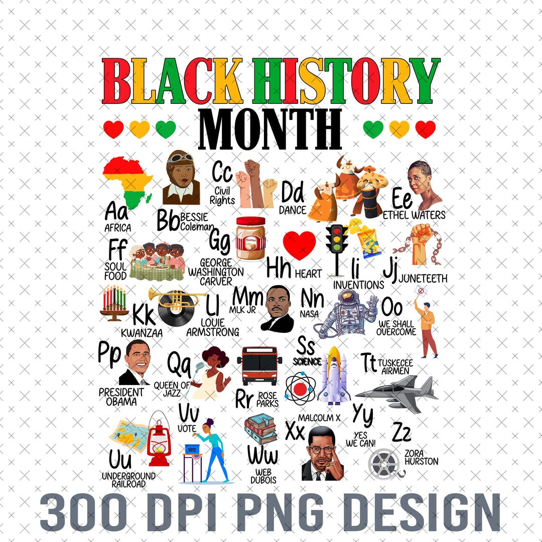 Black History Month Alphabet Png, I Am Black History Png, Black and ...