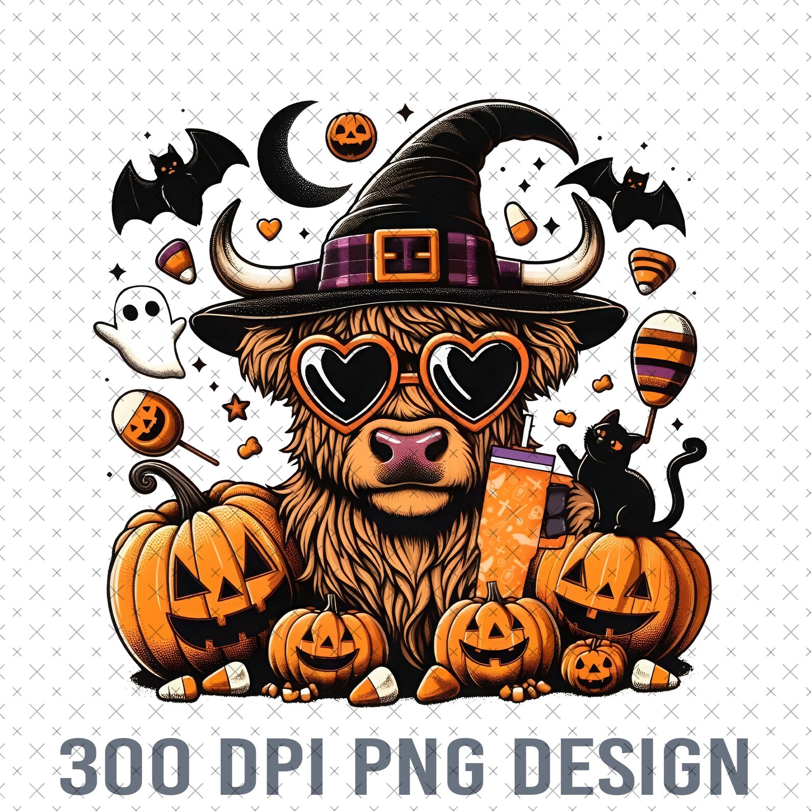 Spooky Cow Halloween Png, Highland Cow Halloween Png, Cute Cow Fall Png ...