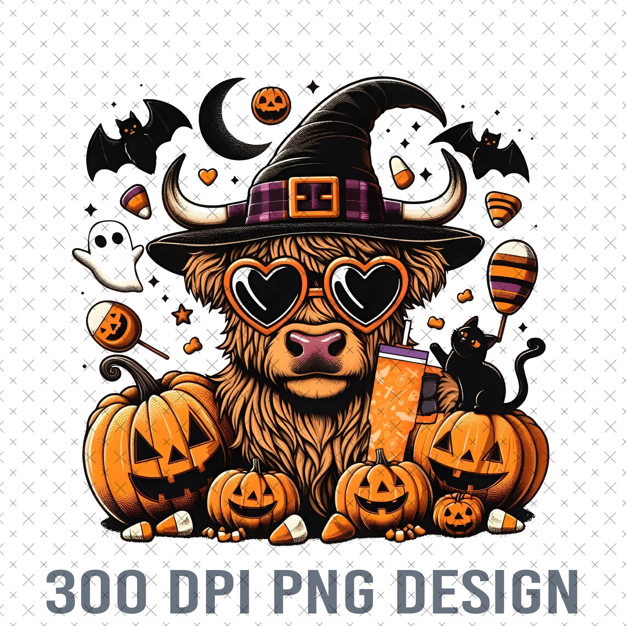 Spooky Cow Halloween Png, Highland Cow Halloween Png, Cute Cow Fall Png ...