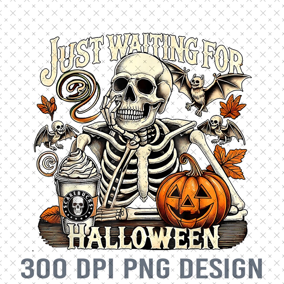 Just Waiting for Halloween Png, Funny Skeleton Summerween Png, Summer ...