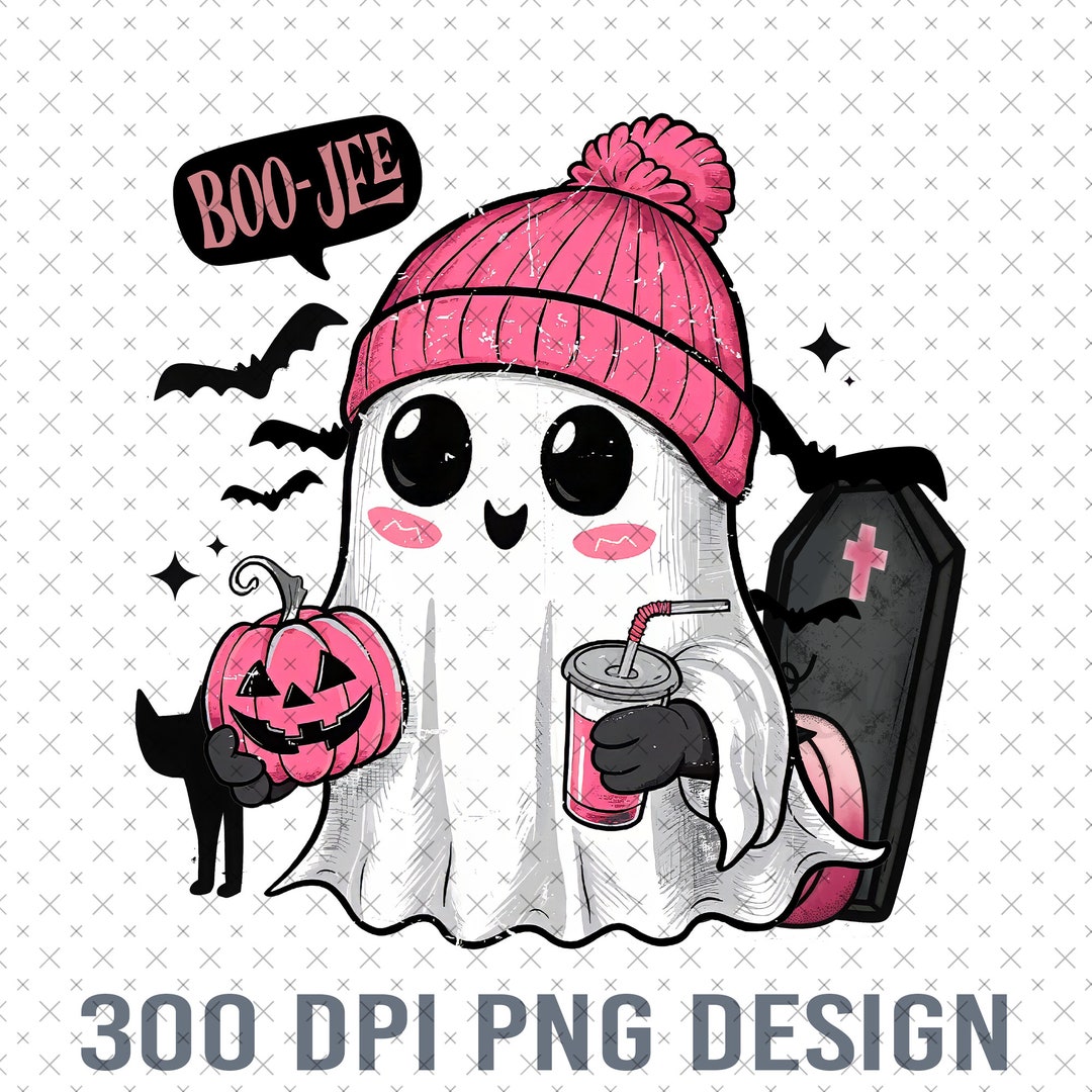 Boo-jee Spooky Ghost Halloween Png, Cute Ghost Drink Coffee Png, Boojee Halloween Png, Halloween ...