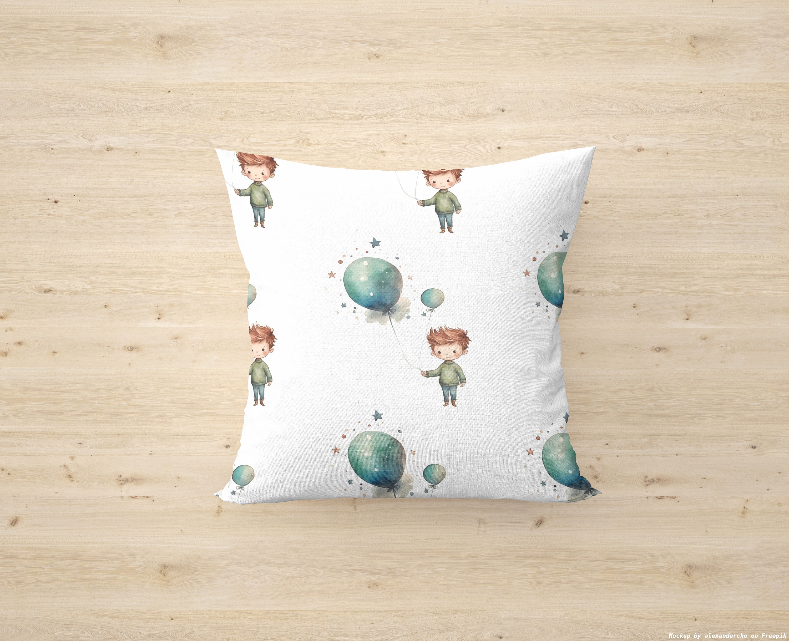 Little Prince Holding Balloons Seamless Watercolor Digital Design ...