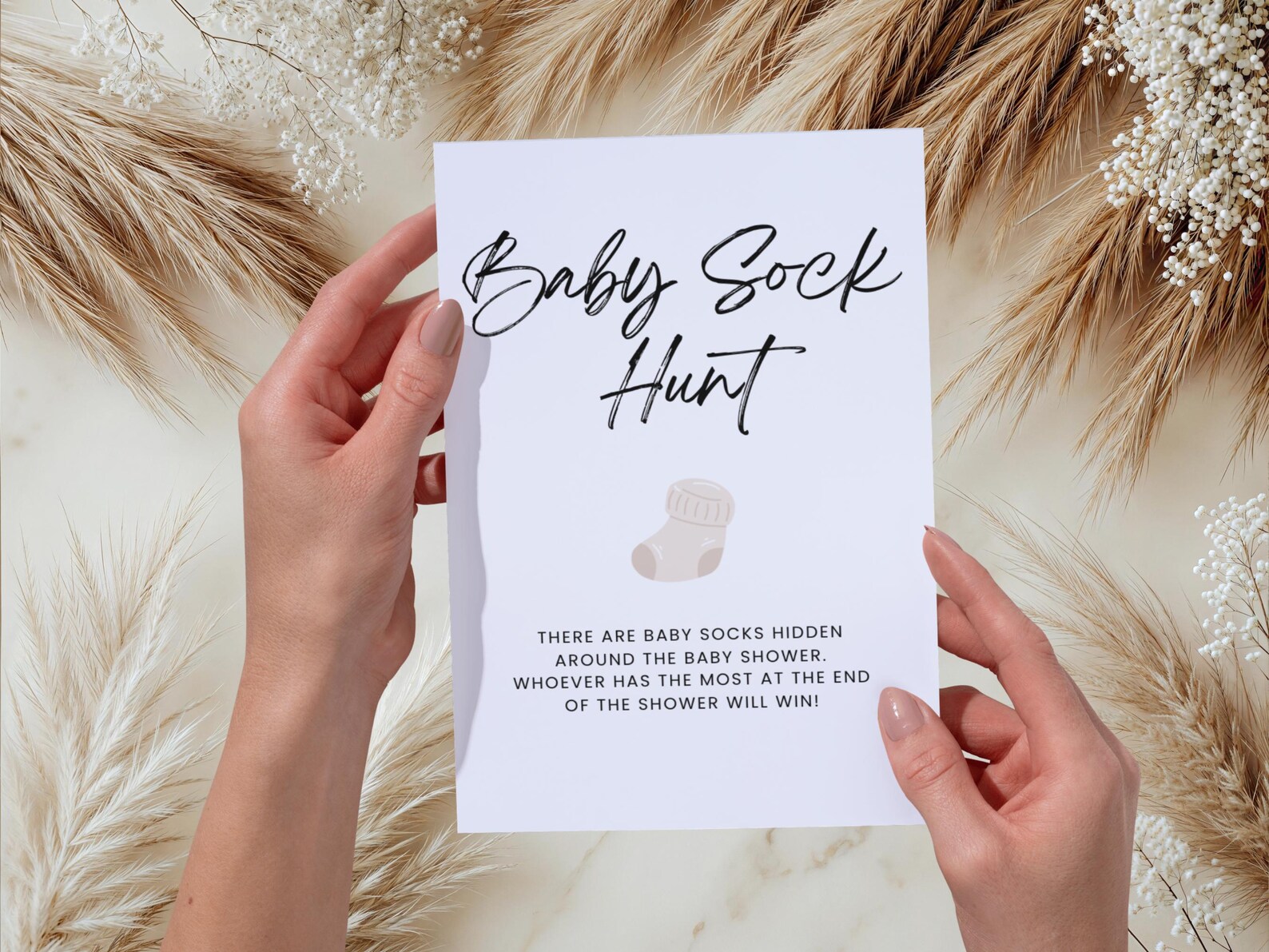 Baby Sock Hunt Game Sign, Editable Template (digital Download) - Etsy