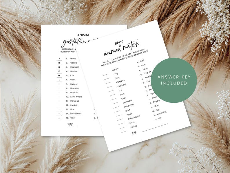 Minimalist Baby Animal Matching Game, Animal Match Game, Modern Baby ...