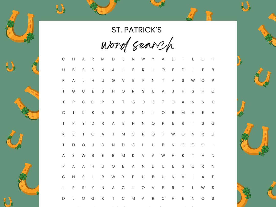 St Patrick Word Search, St Patty's Word Search, St Patrick’s Activity ...