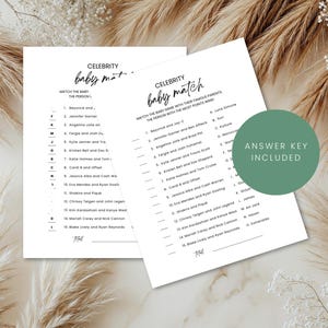 Celebrity Baby Match Game, Modern Baby Shower, Editable Template ...