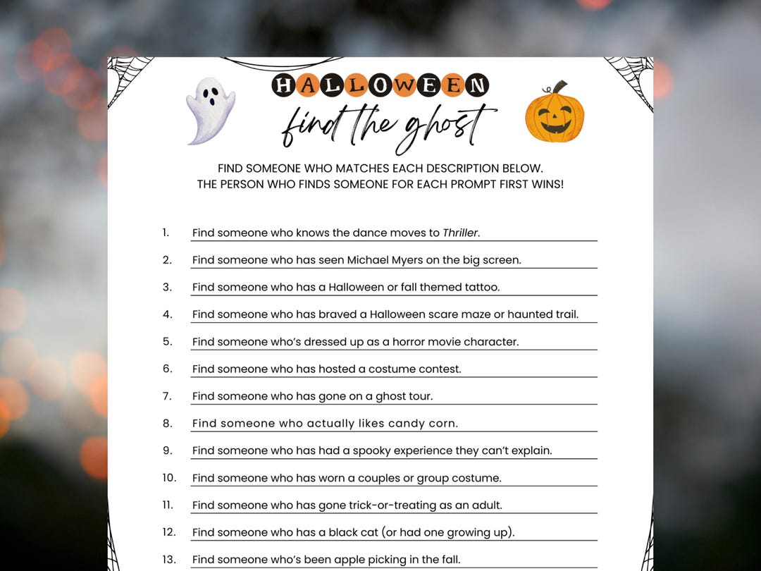 Halloween Find the Ghost Game, Printable Icebreaker, Editable Template ...
