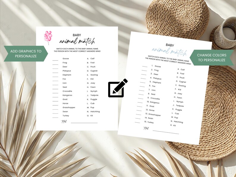 Minimalist Baby Animal Matching Game, Animal Match Game, Modern Baby ...