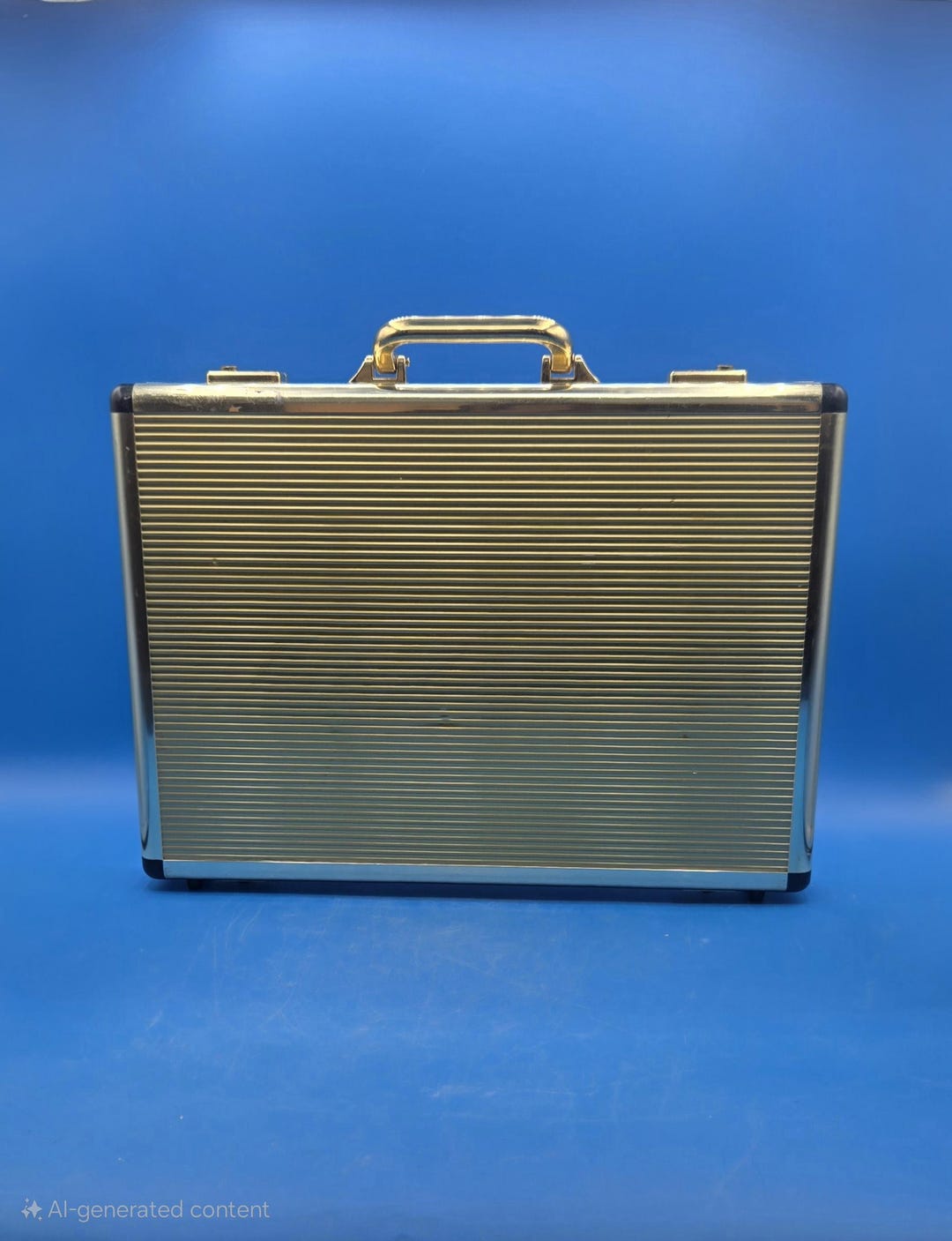 Vintage Gold Metal Briefcase | Industrial Hard Case | Retro Locking ...