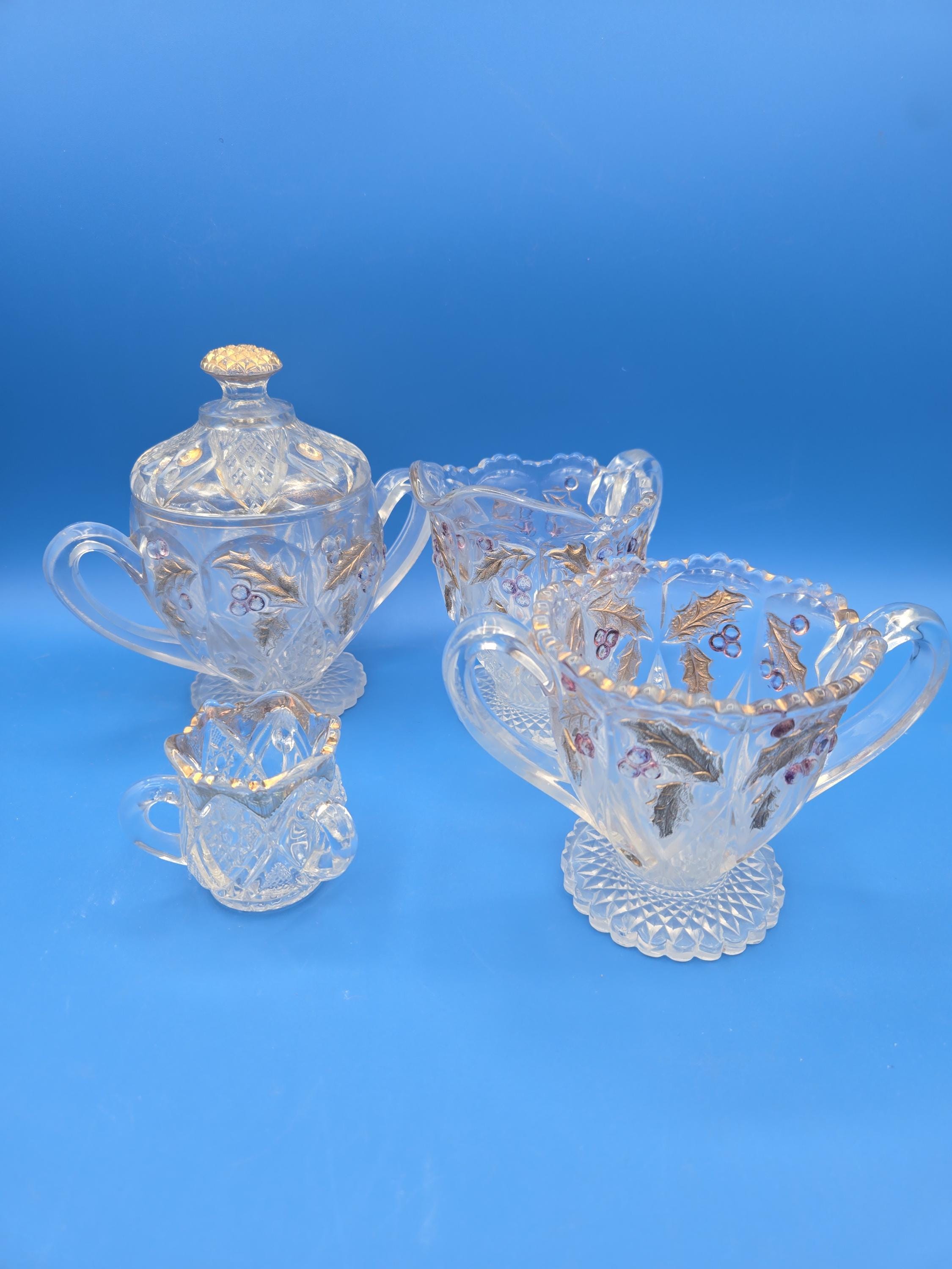Antique Glass Tea Set in the Holly Pattern - Etsy