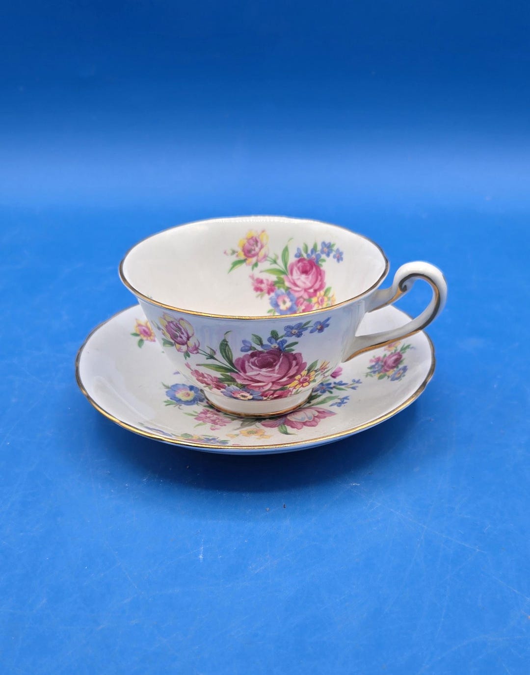 Vintage Royal Chelsea Fine Bone China Tea Cup & Saucer Floral Pattern ...