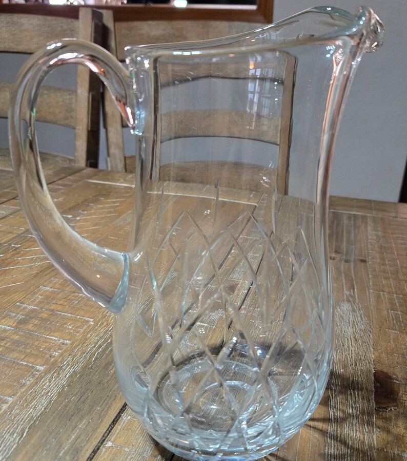 Vintage Crystal Cut Glass Pitcher 9 - Etsy