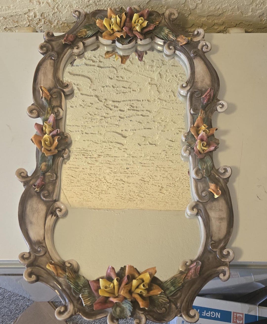 Vintage Capodimonte Large Porcelain Mirror - Etsy