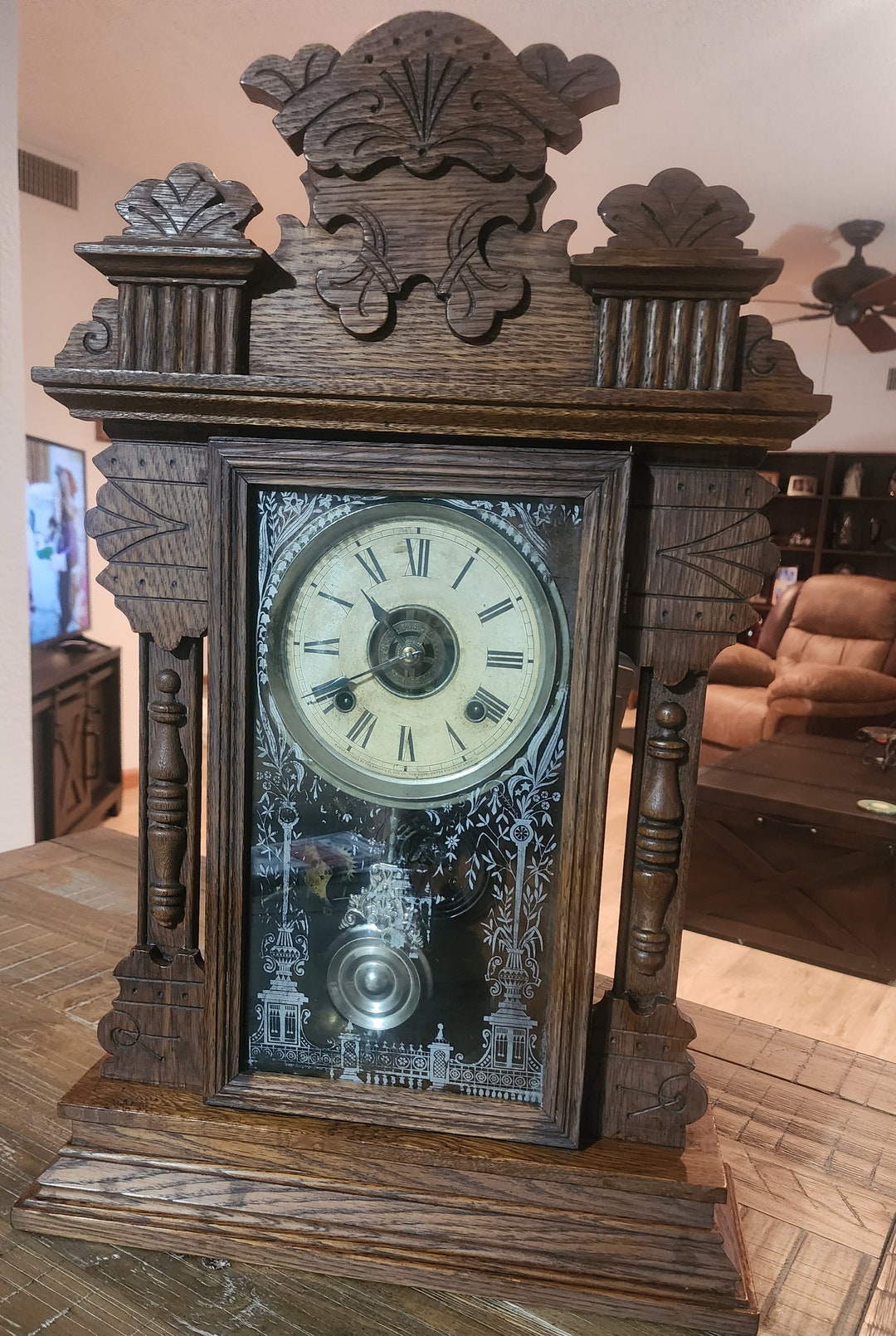 1890's ANSONIA Gingerbread Dark Wood Mantel Clock 24 Works Excellent - Etsy
