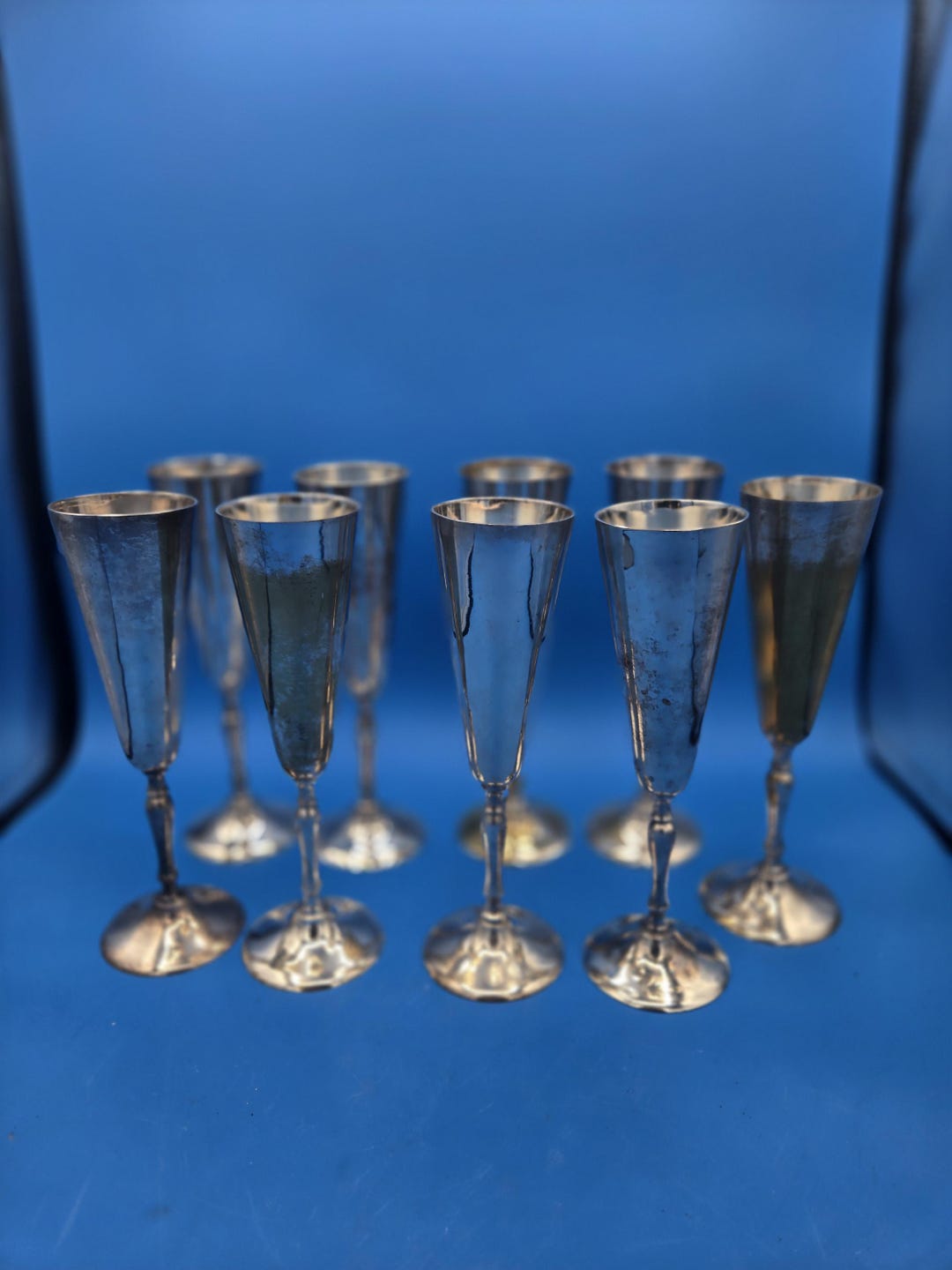 Vintage Silverplate Wine Goblets Set of 9, Elegant Indian Made ...