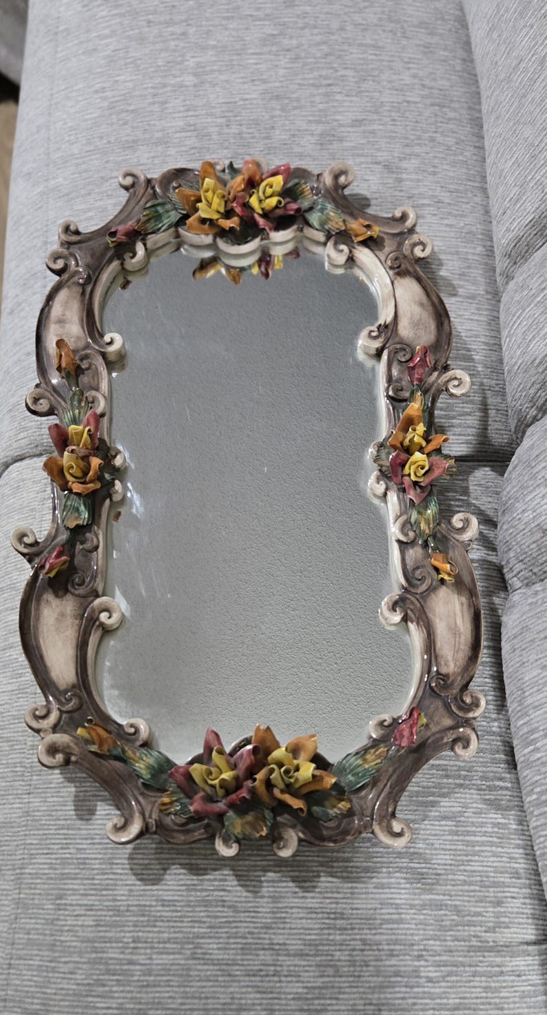 Vintage Real Capodimonte Large Porcelain Mirror Marked - Etsy