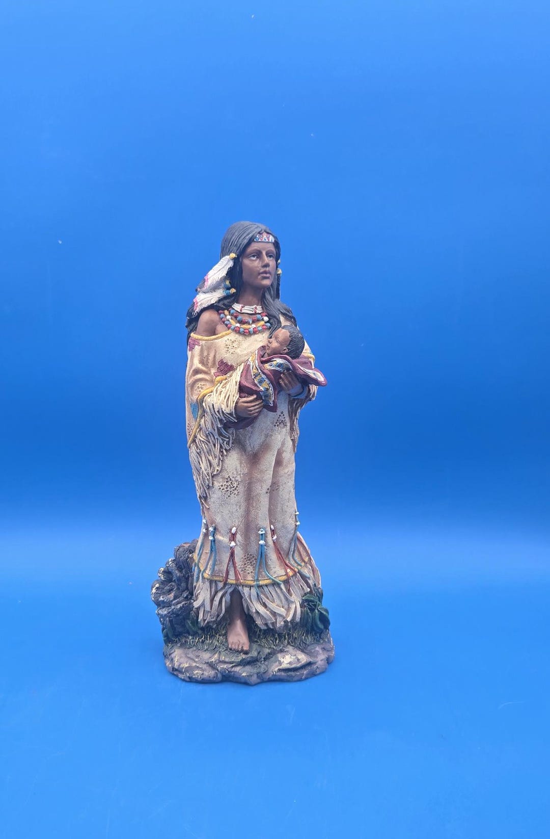 Native American Inca Indian Mother Cradling Baby Statue 10.5"tall Pacha ...