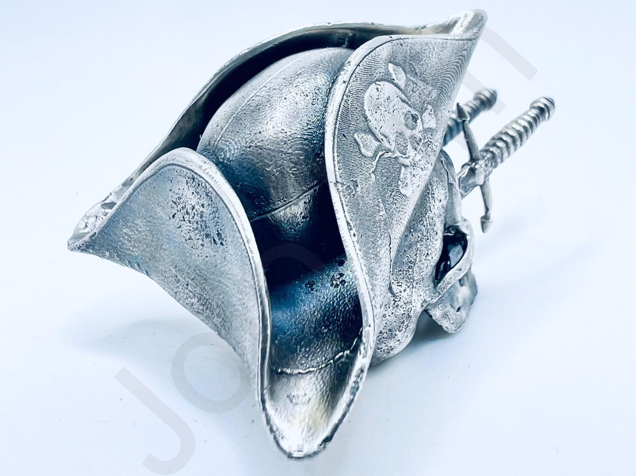 3 Oz Hand Poured Silver Bar Pure .999 Fine dagger Pirate Skull Bullion ...