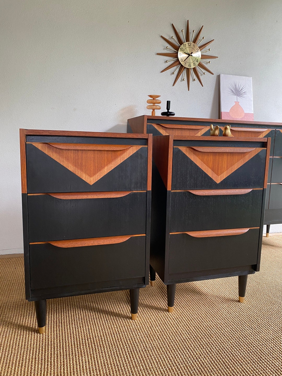SOLD SOLD Teak Mid Century Lip Handle Bedside Tables - Etsy Australia
