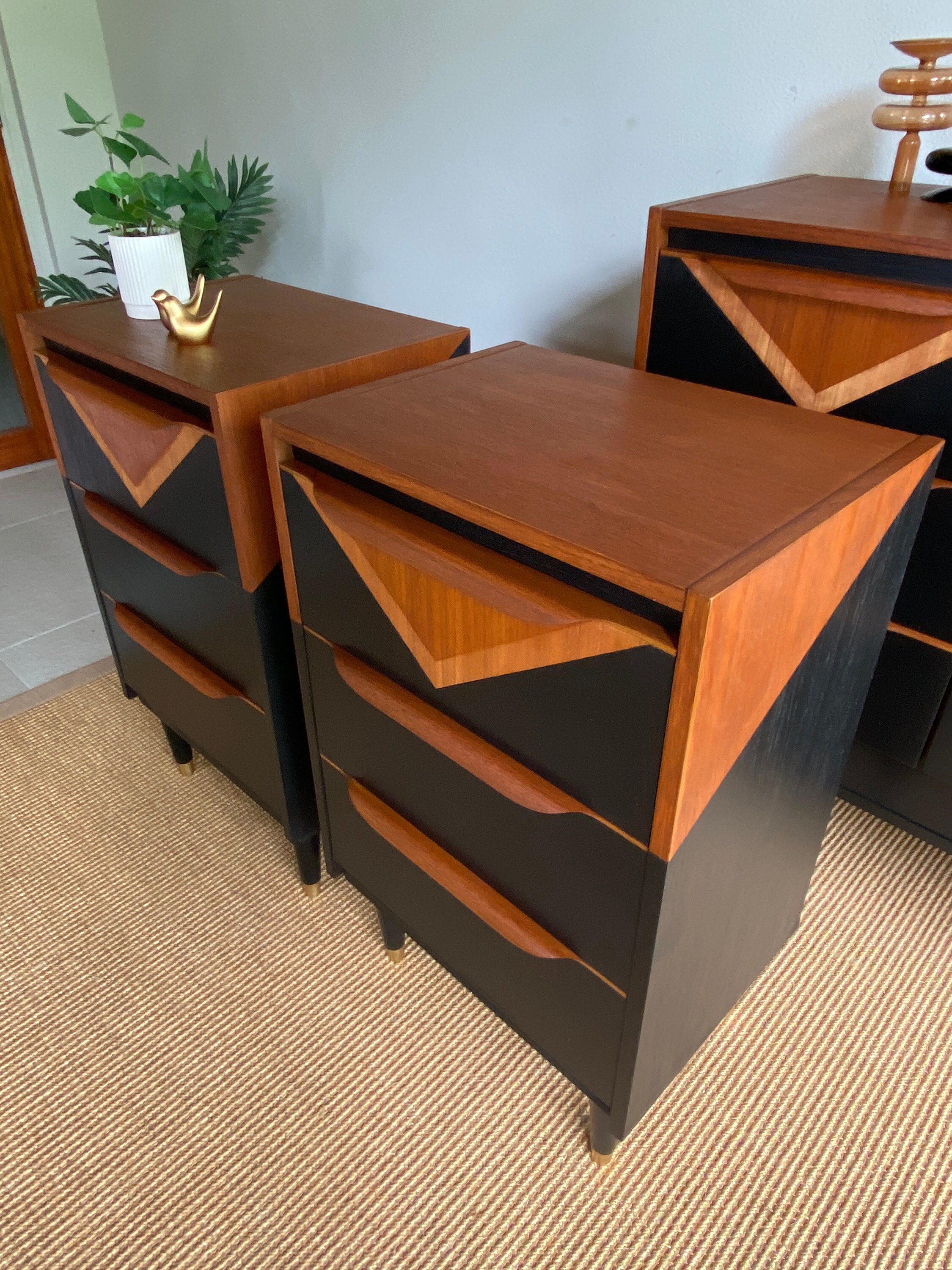 SOLD SOLD Teak Mid Century Lip Handle Bedside Tables - Etsy Australia