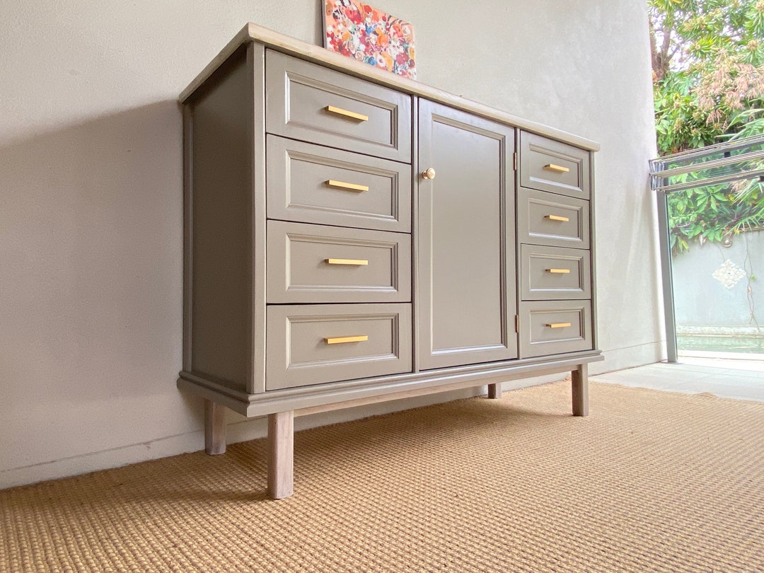 SOLD Solid Wood 8 Drawer Metal Runner Dresser Brass Handles - Etsy ...