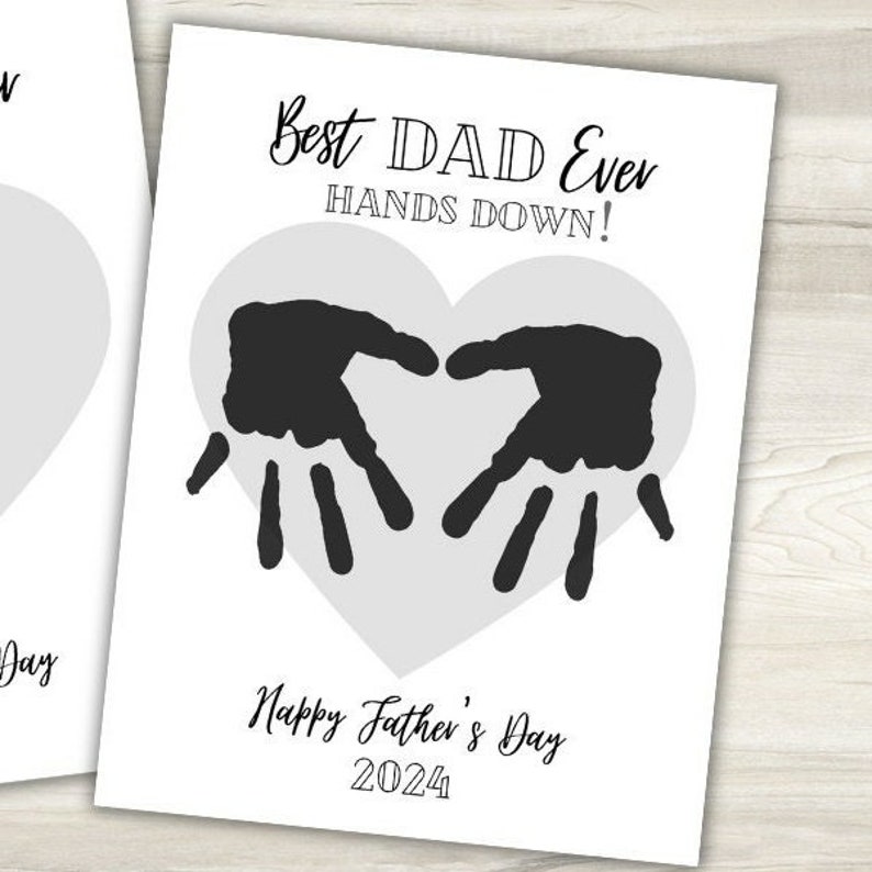 Father's Day Printable best Dad Ever Hands Down Handprint Template for ...