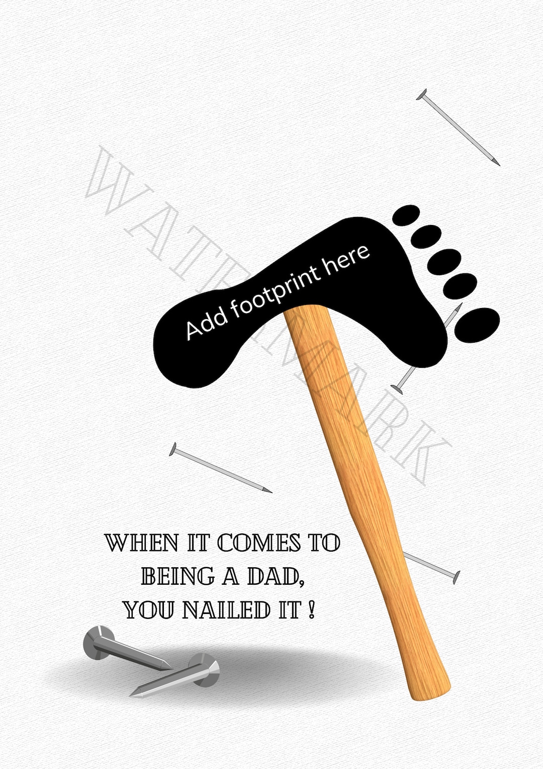 Father's Day Printable Template for Hammer Footprint - Etsy