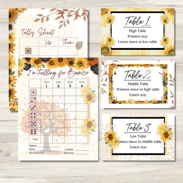 Bunco Table Card - Etsy
