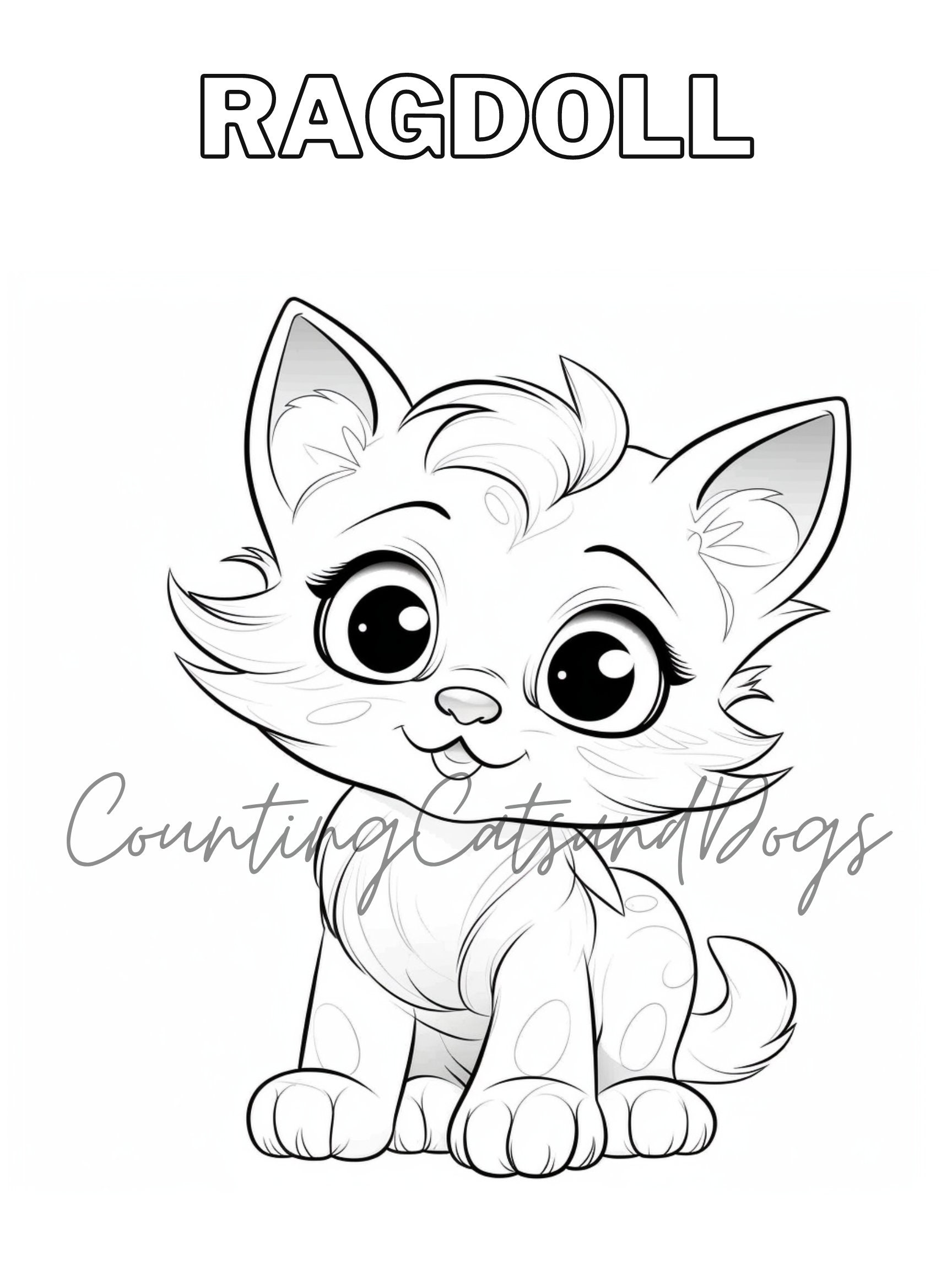 16 Cute Kittens Coloring Book Pages for Adults and Kids, Printable PDF ...