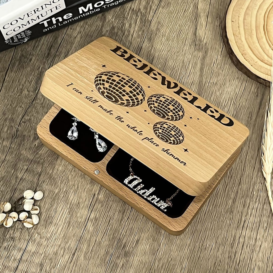 Taylors Swiftie Merch Jewelry Travel Case Wooden BEJEWELED, Midnight ...