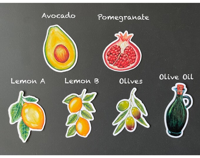 Avocado Sticker, Pomegranate Sticker, Lemon Sticker, Olives Sticker ...